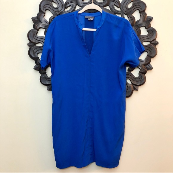 Vince | Dresses | Vince Royal Blue New Split Neck Shift Tunic Dress ...